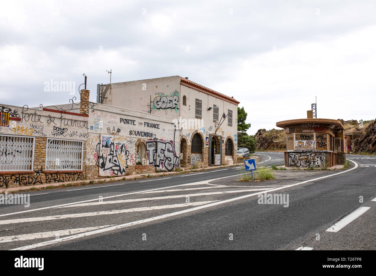 Unused border crossing between France and Spain. Free passage under the ...
