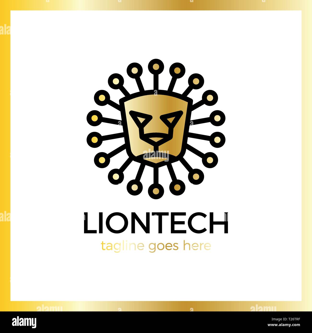 Sun Lion Line Tech Logo. Luxury, royal metal gold Stock Vector Image ...