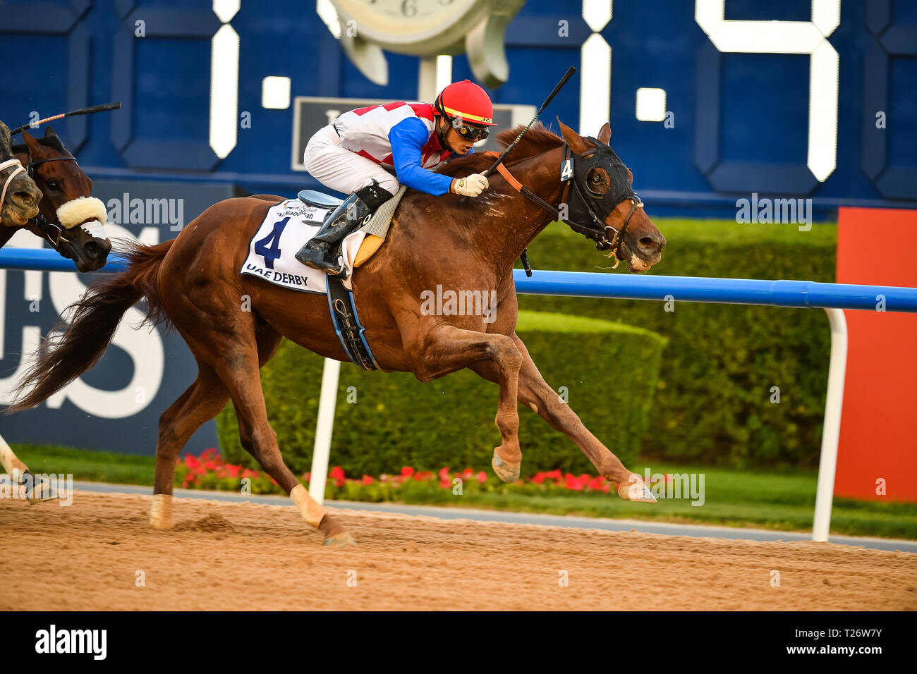 Dubai, UAE. 30th March 2019. Plus Que Parfait ridden by jockey Jose ...