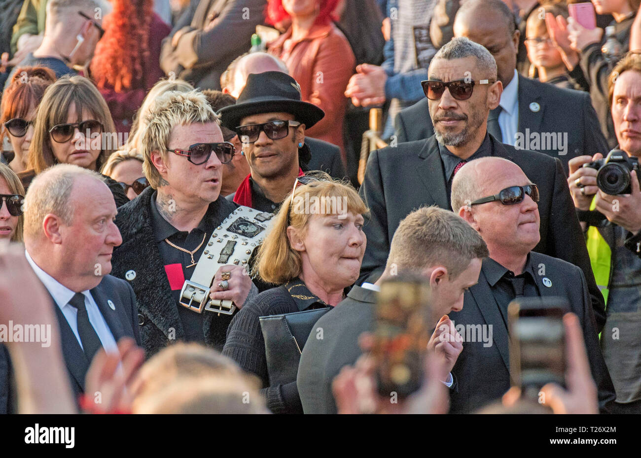 Essex, UK. 30th March 2019. The funeral of Prodigy singer Keith Flint ...