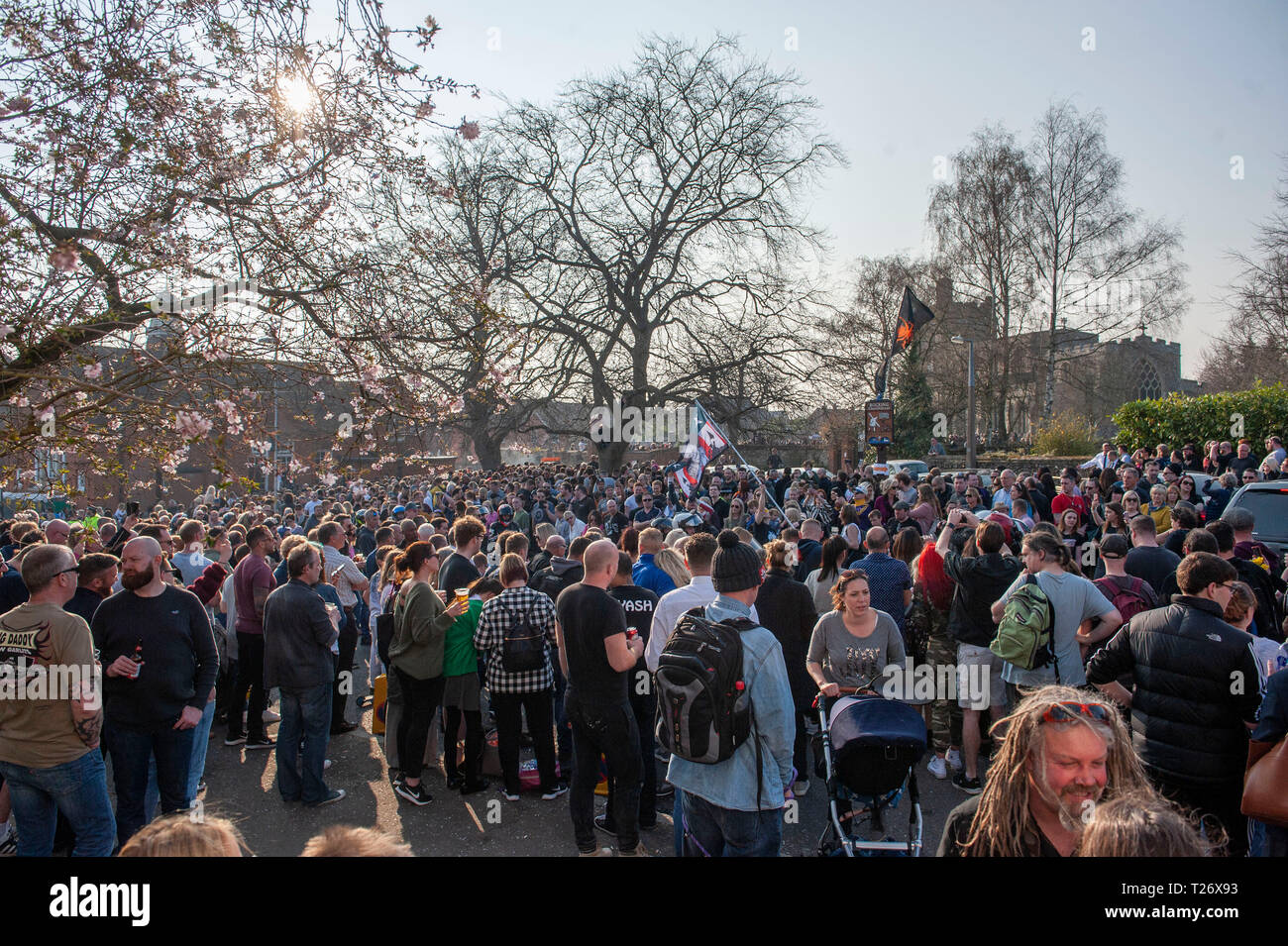 Essex, UK. 30th March 2019. Fans outside the church for the funeral of ...