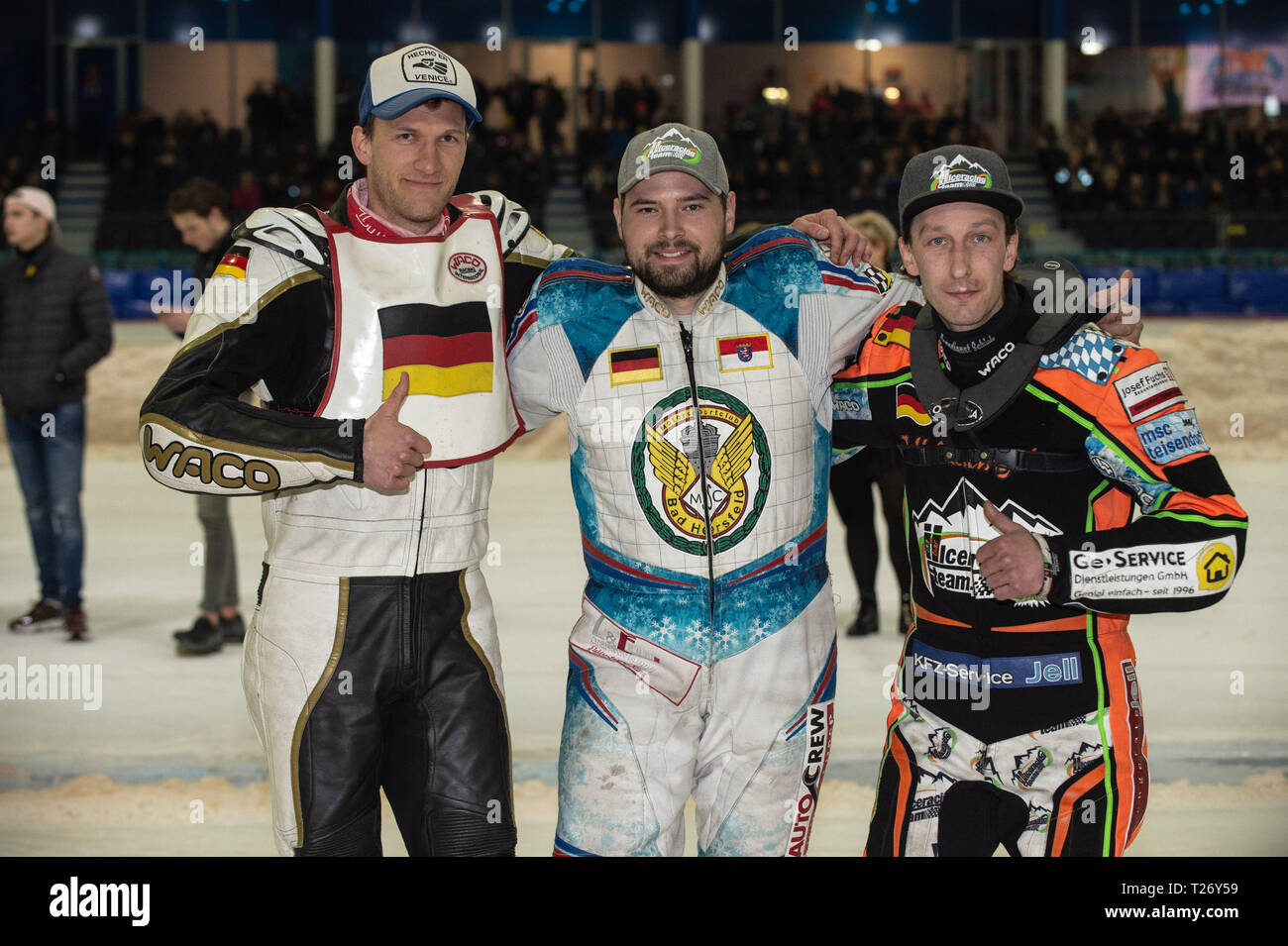 Thialf, Heerenveen, Netherlands. 30th March 2019. German Riders (l-r ...