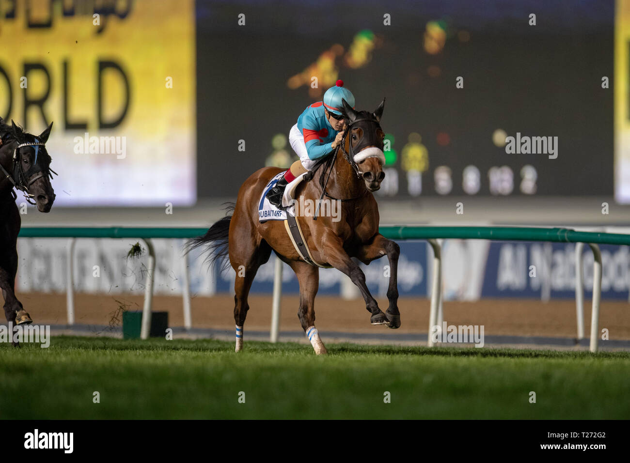 Dubai, UAE. 30th Mar, 2019. Almond Eye, ridden by Christophe Lemaire ...