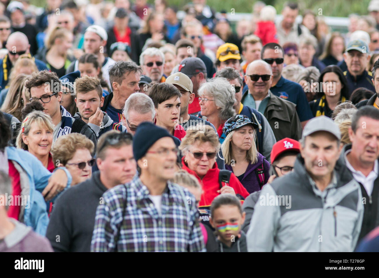 Adelaide Australia 31st March 2019. Fans arrive at the Adelaide Oval ...
