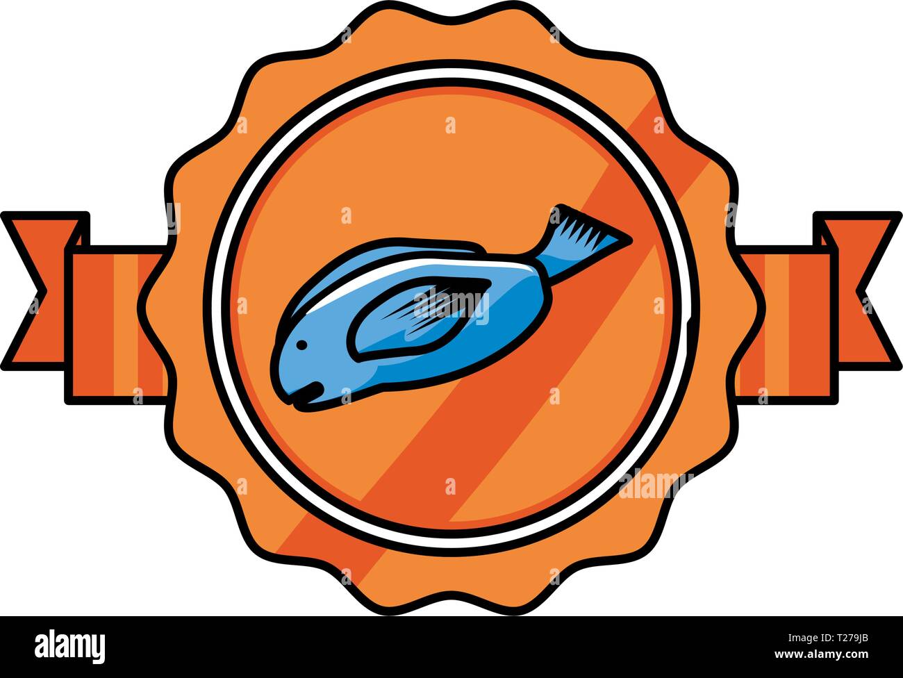 fresh fish food seal stamp vector illustration design Stock Vector ...