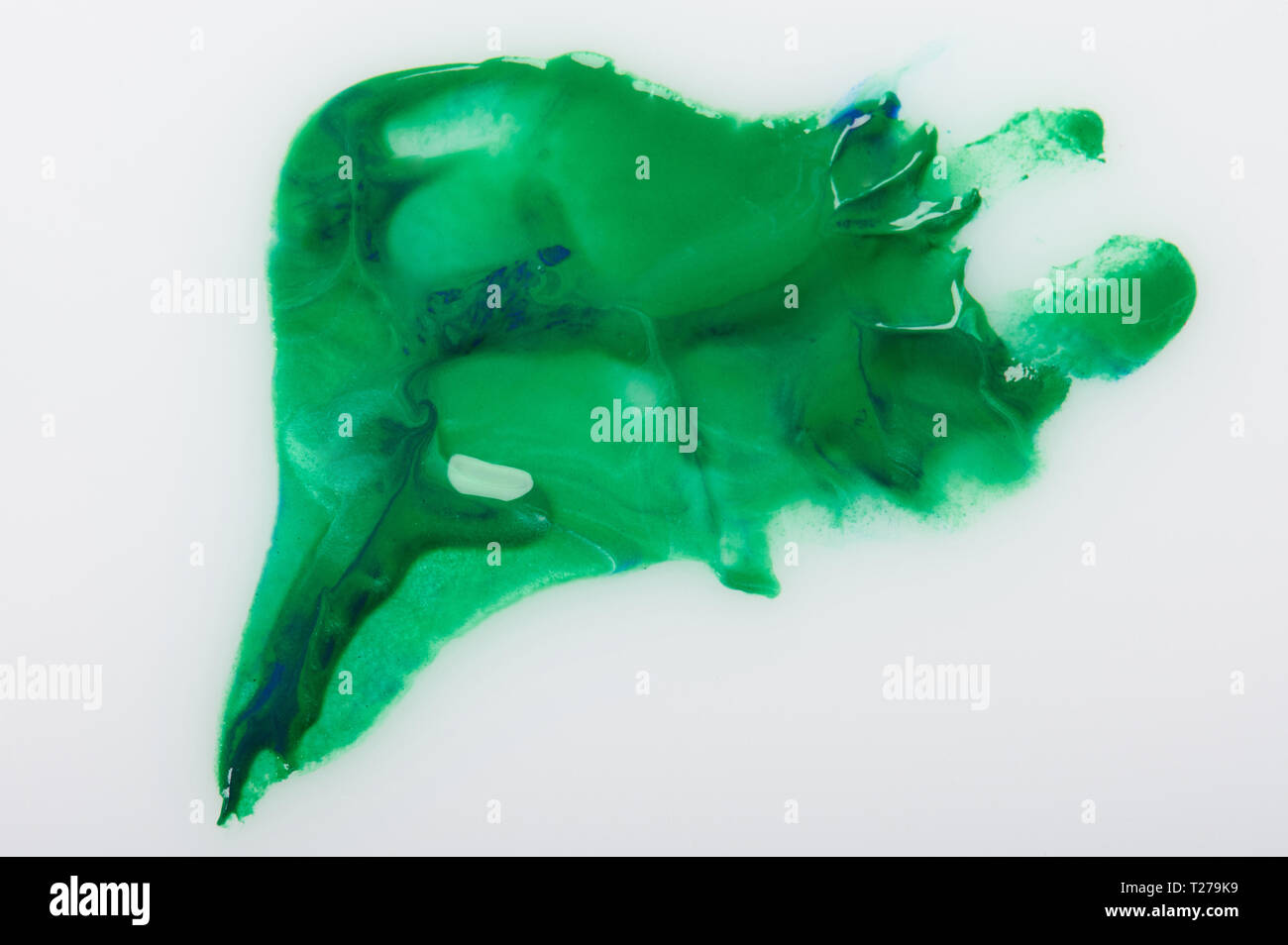 Abstract green paint splash isolated on white paper background Stock ...