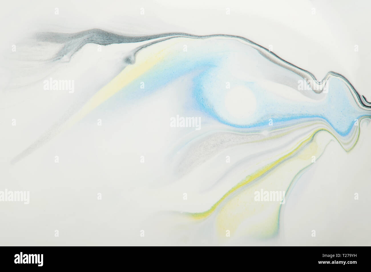 Abstract colorful paint lines on white oil background macro view Stock ...