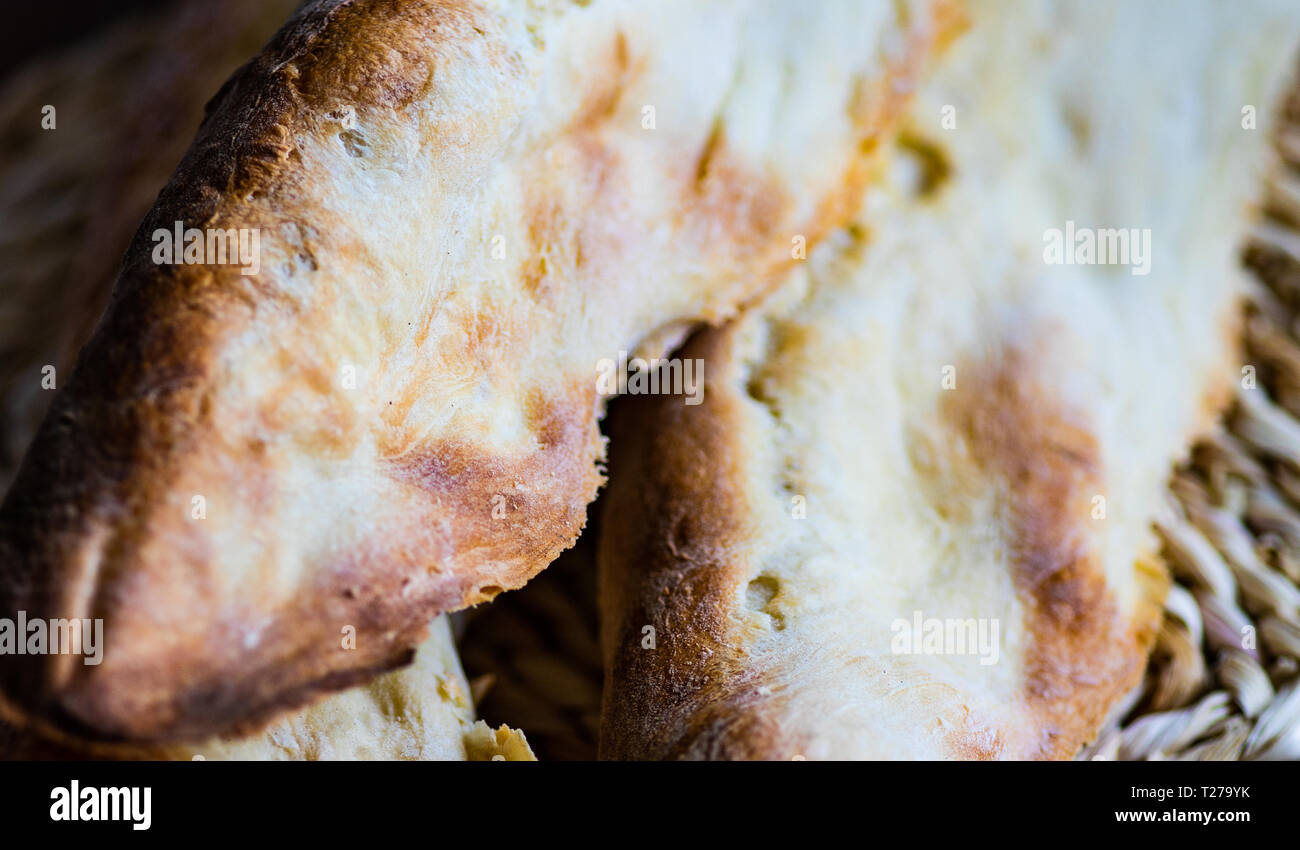 Traditional georgian bread shotis puri on rustic background with copy ...