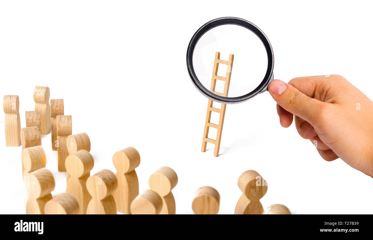 Magnifying glass is looking at the Group of people looking at the ...