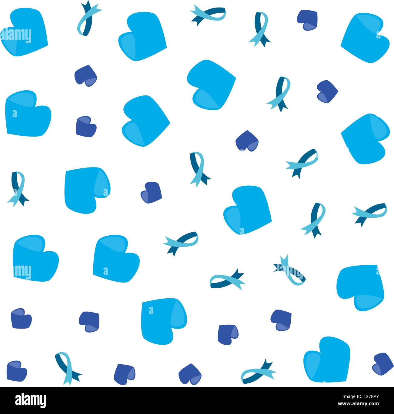 blue hearts ribbons background autism awareness day vector illustration ...