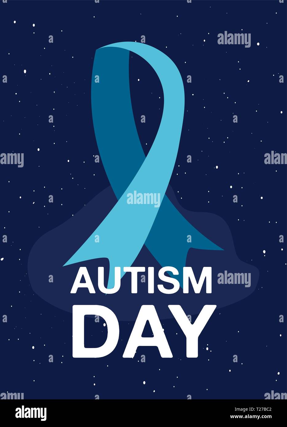 autism day campaign blue ribbon starry background vector illustration ...