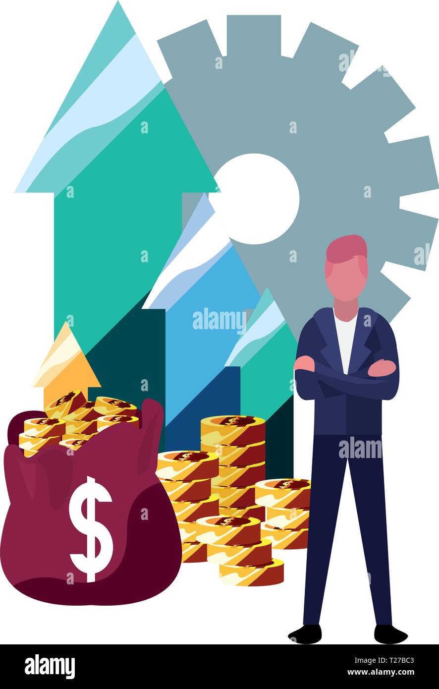 businessman money bag work bank vector illustration vector illustration ...