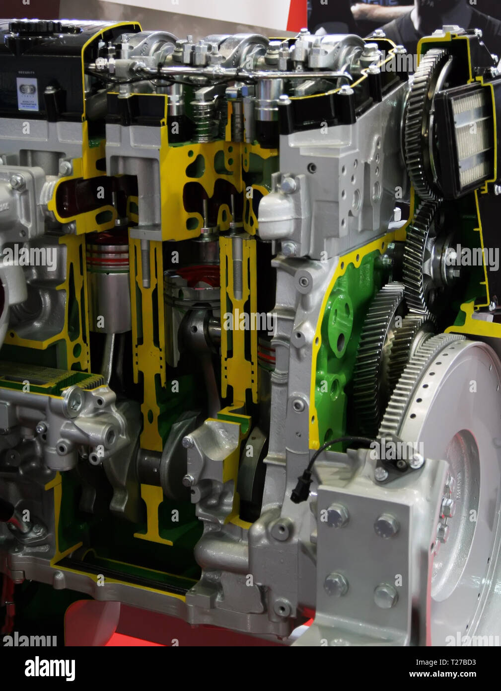 Gasoline powered car engine. Automobile engine. Car engine parts Stock ...