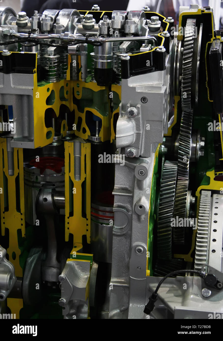 Gasoline powered car engine. Automobile engine. Car engine parts Stock ...