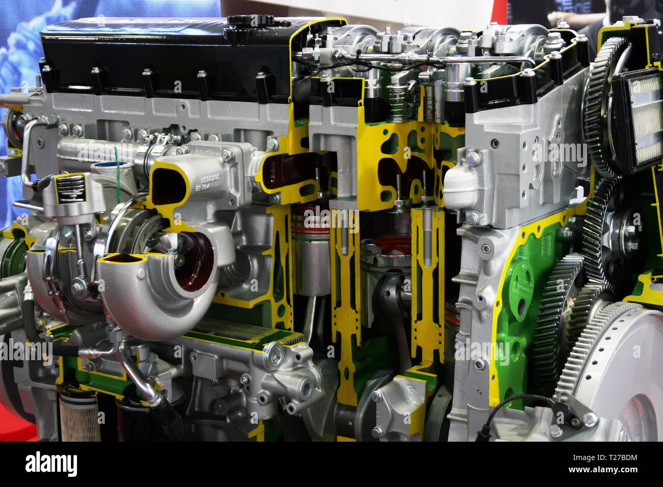 Gasoline powered car engine. Automobile engine. Car engine parts Stock ...