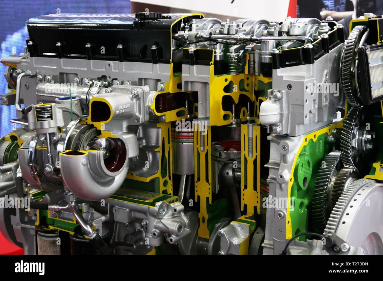 Gasoline powered car engine. Automobile engine. Car engine parts Stock ...