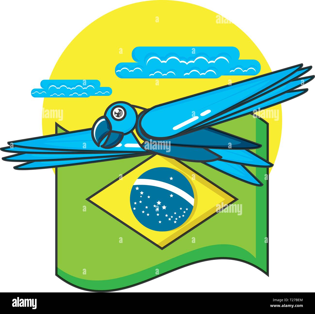 flag of brazil with parrot animal vector illustration design Stock ...
