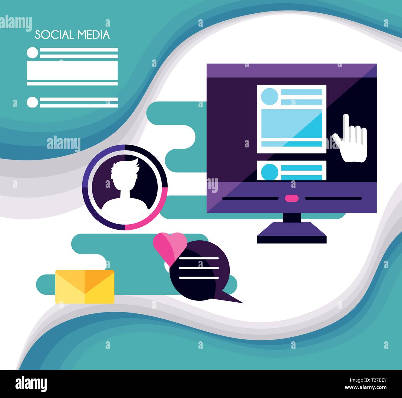 computer desktop with social media icons vector illustration design ...