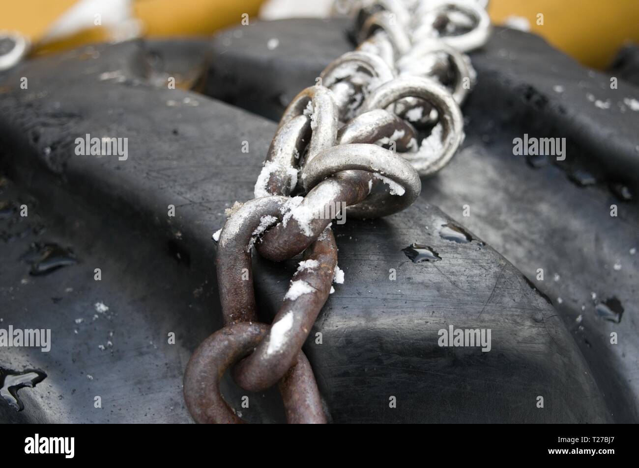 Chains on a Truck Tire Stock Photo - Alamy