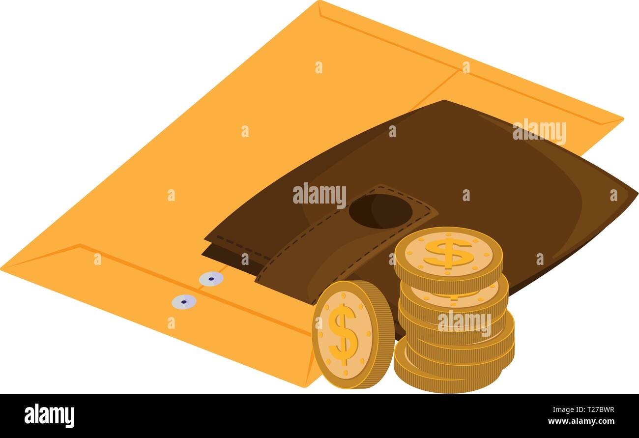 manila envelope with wallet money vector illustration design Stock ...