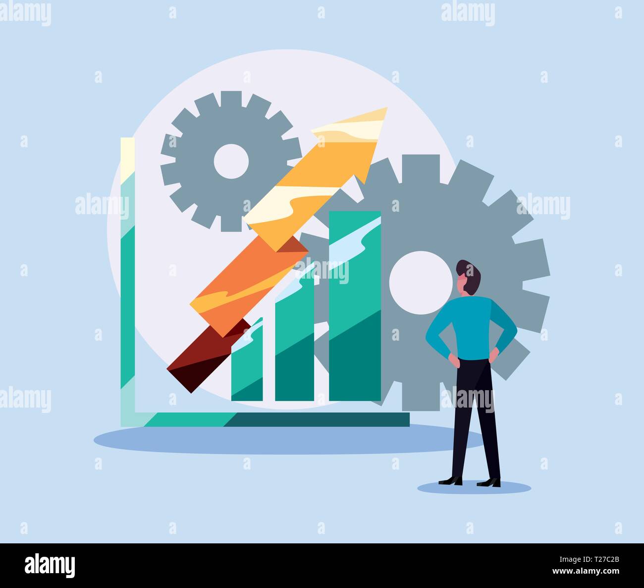 businessman chart gold arrow profit vector illustration Stock Vector ...