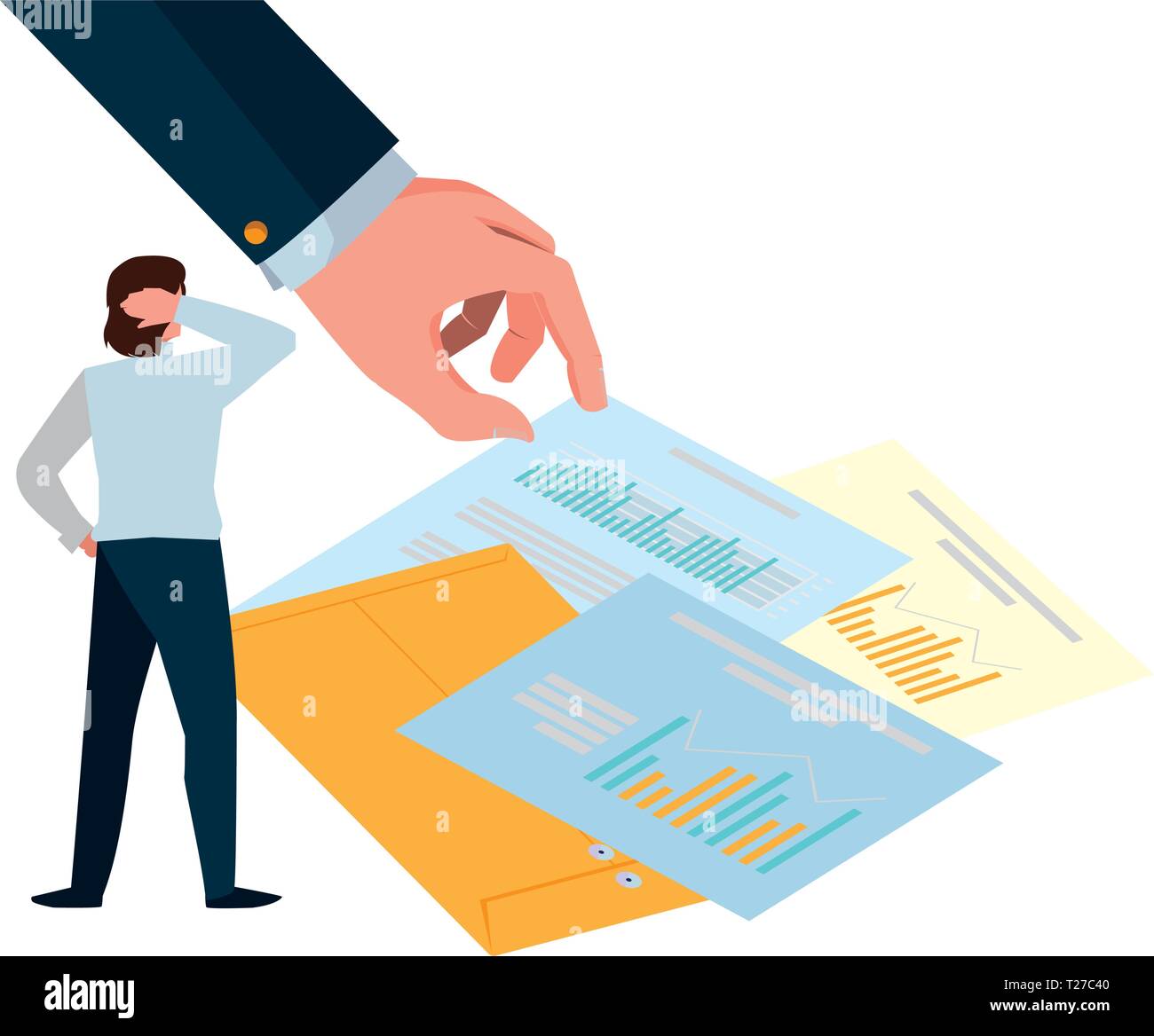 mini business people manila envelope and office icons vector ...