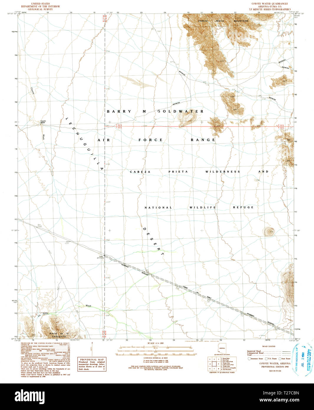USGS TOPO Map Arizona AZ Coyote Water 311023 1990 24000 Restoration ...