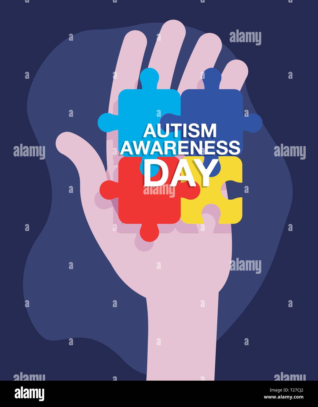 autism awareness day campaign hand with puzzles vector illustration ...