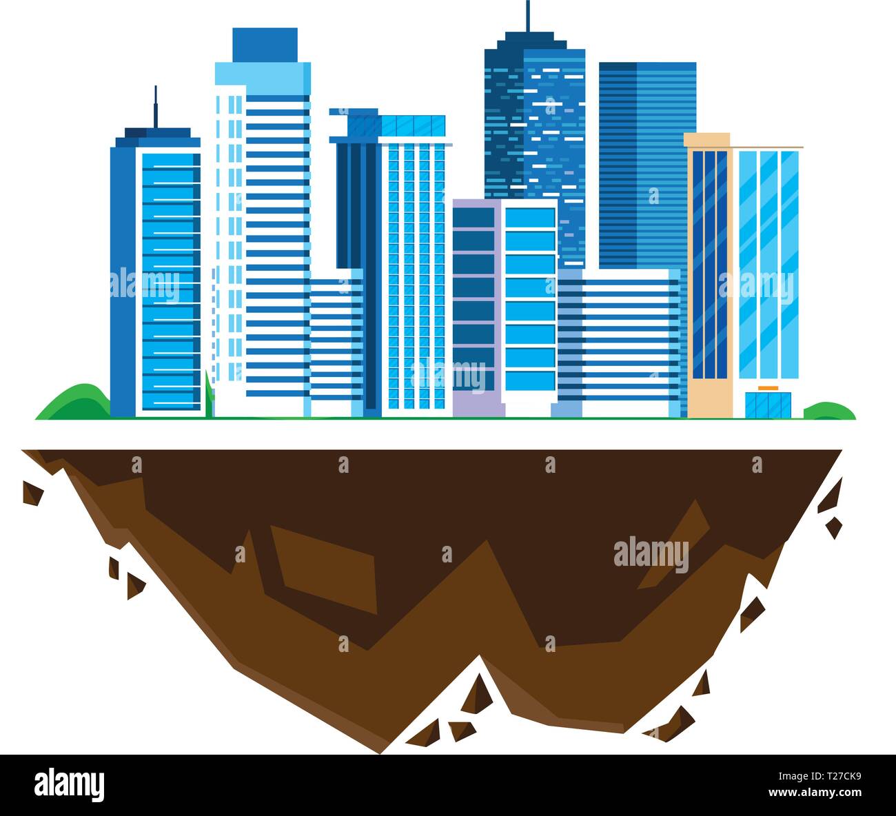 urban buildings in terrain ground vector illustration design Stock ...