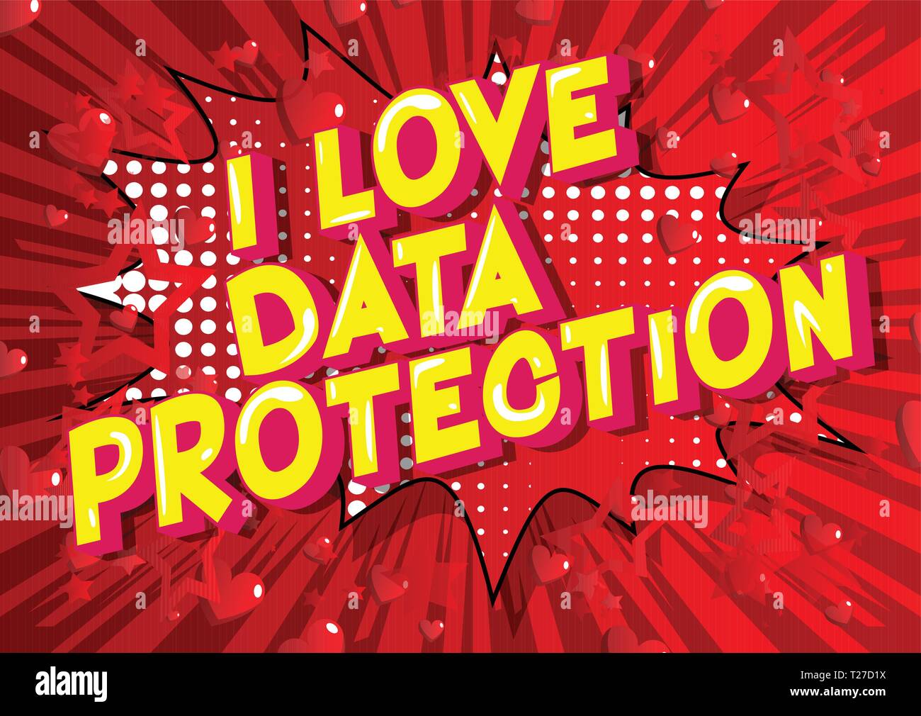 I Love Data Protection - Vector illustrated comic book style phrase on ...