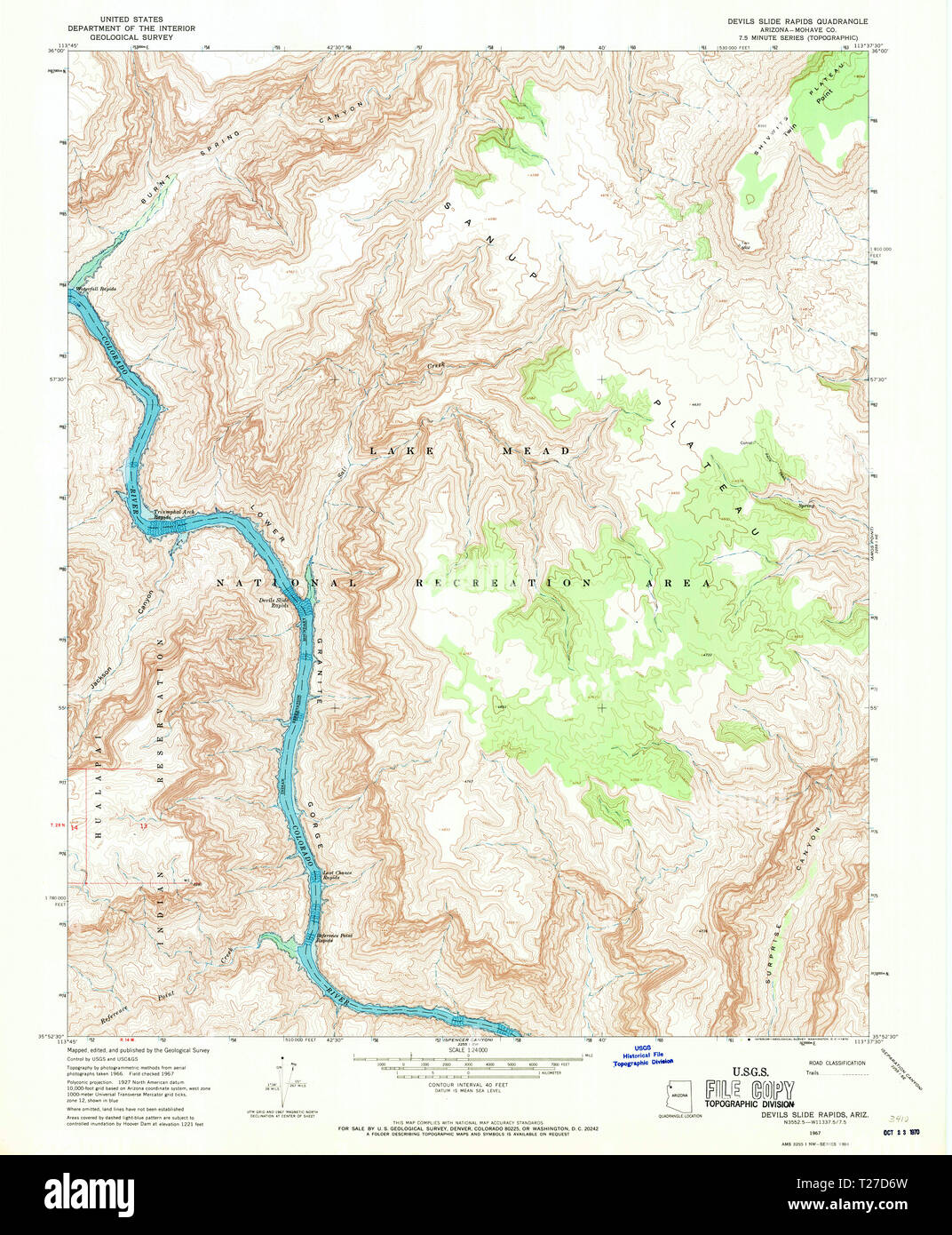 USGS TOPO Map Arizona AZ Devils Slide Rapids 311125 1967 24000 ...