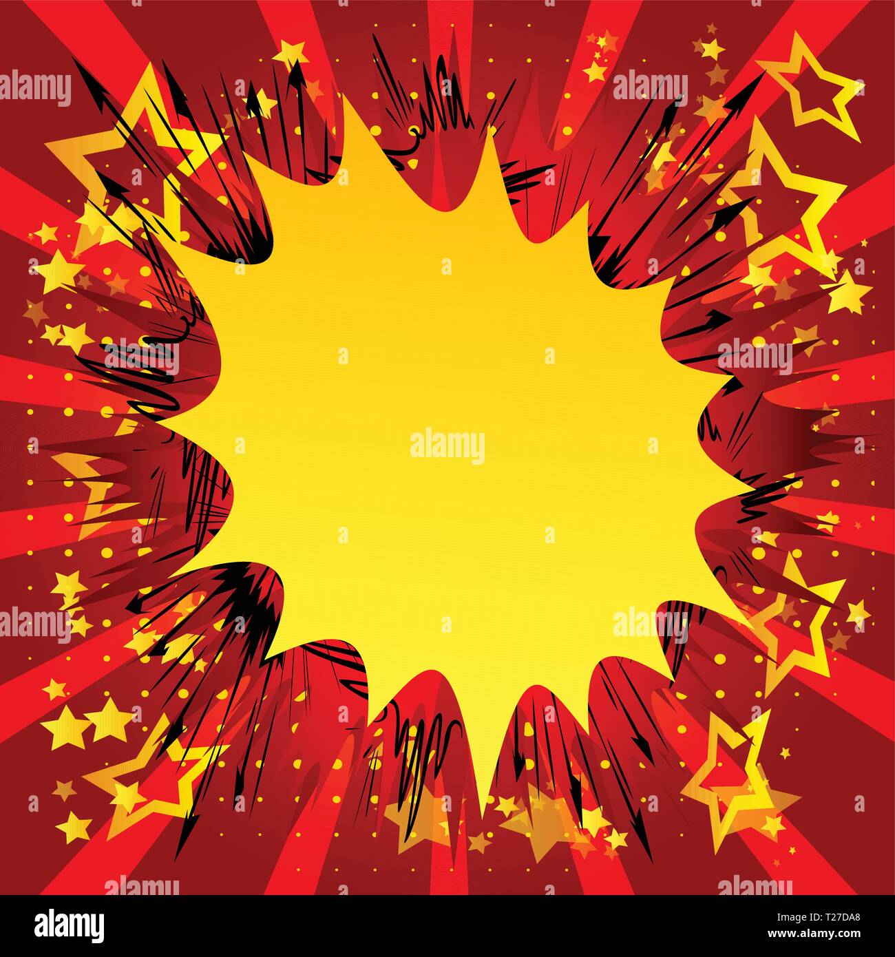 Vector illustrated retro comic book background. Pop art vintage style ...