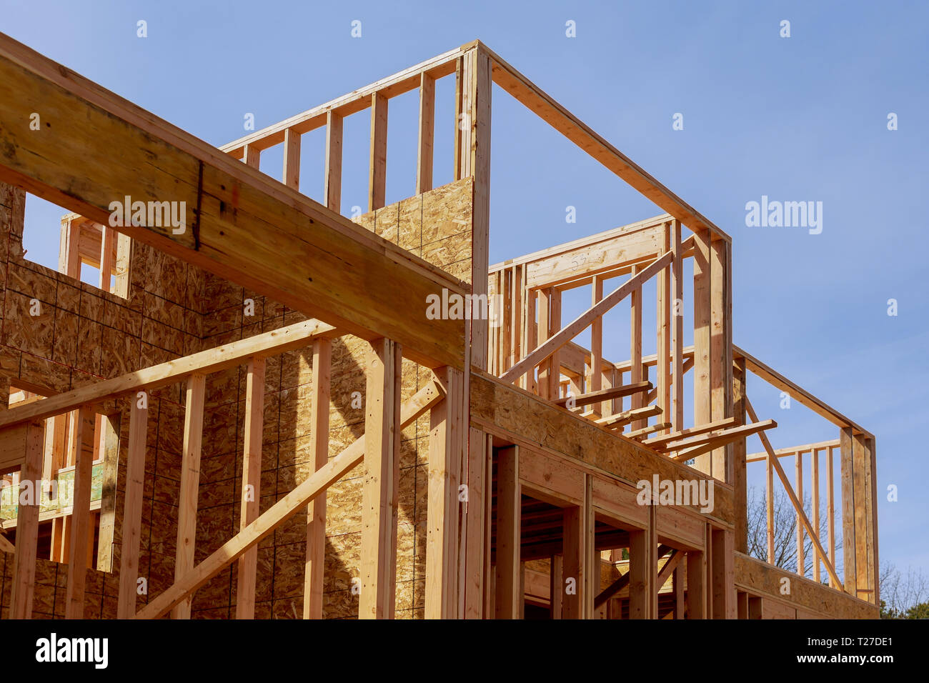 Framing beam of new house under construction home beam construction ...