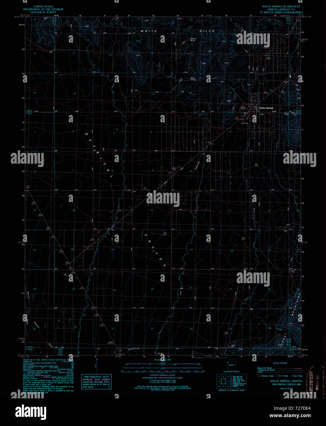 USGS TOPO Map Arizona AZ Dolan Springs 311154 1989 24000 Inverted ...