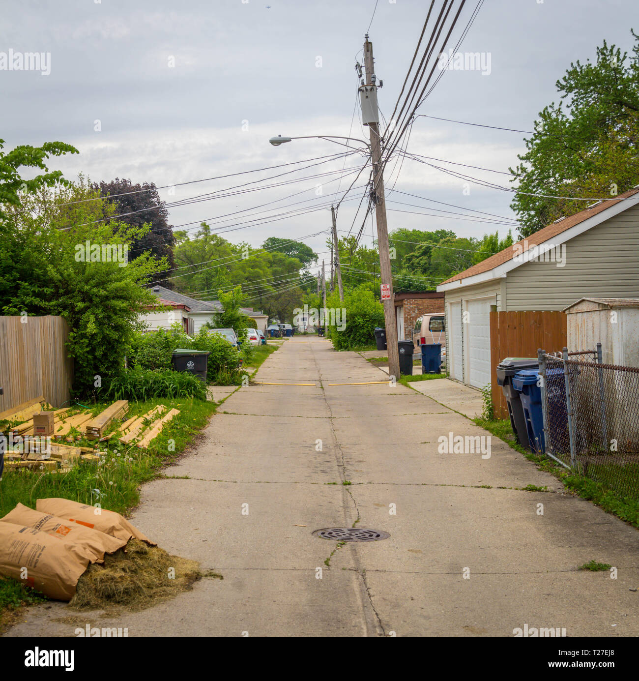 Path down a tree filled alleyway Stock Photo - Alamy