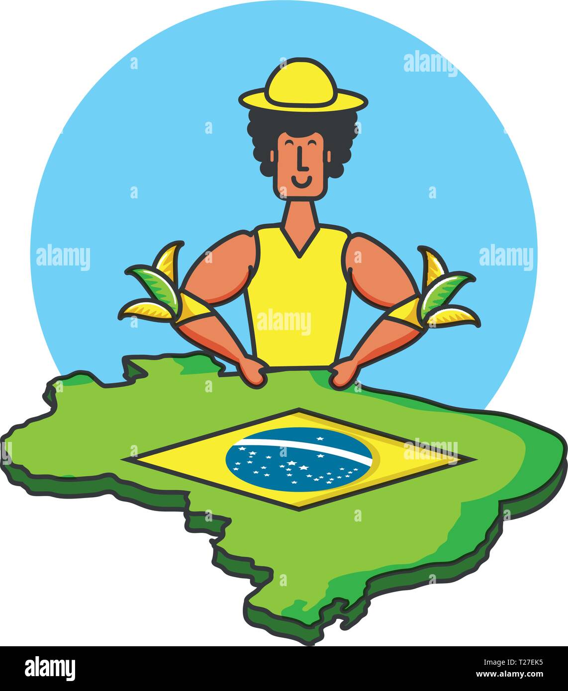 man brazilian dancer with map of brazil vector illustration design ...
