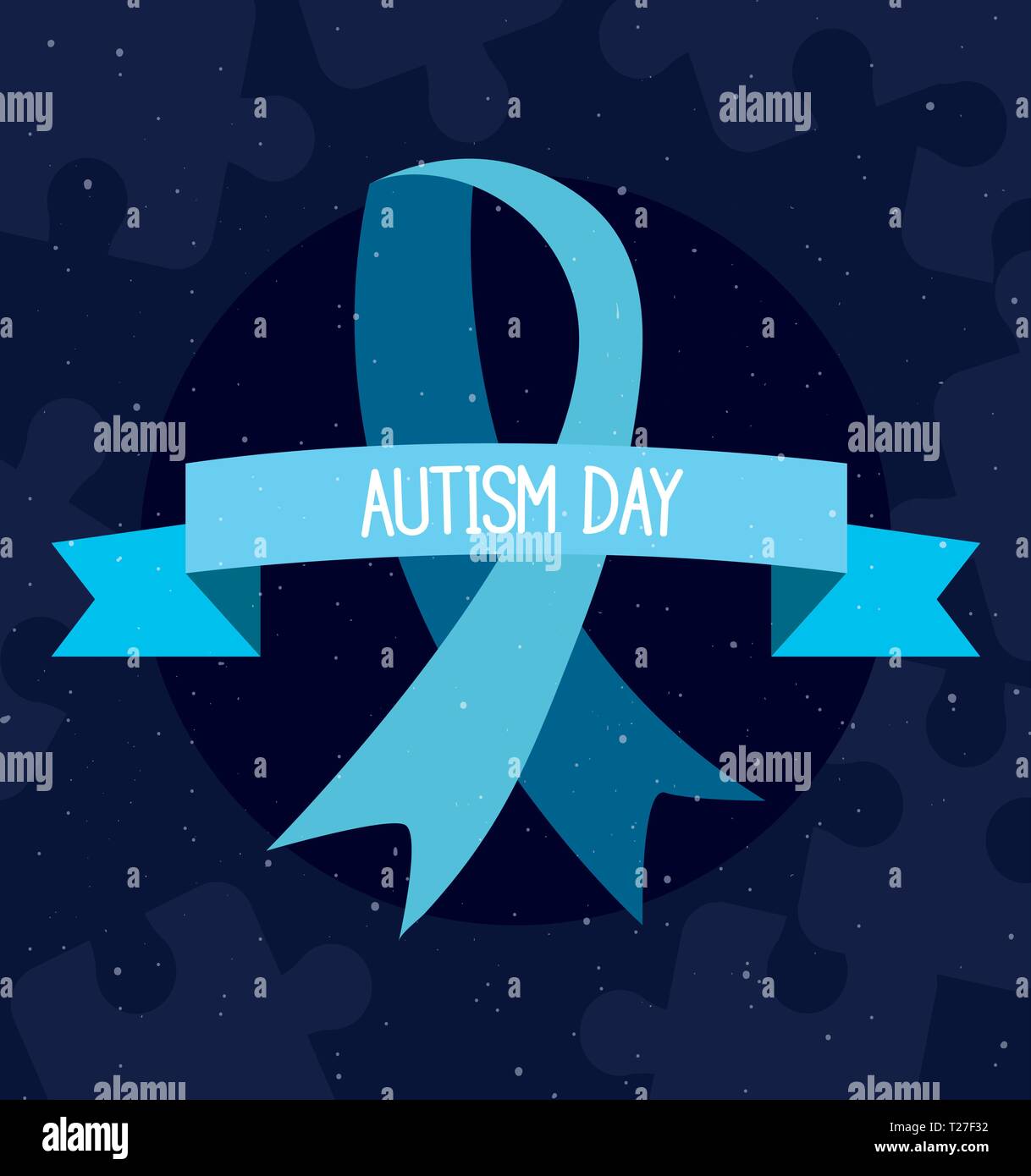 autism day campaign blue ribbon vector illustration Stock Vector Image ...