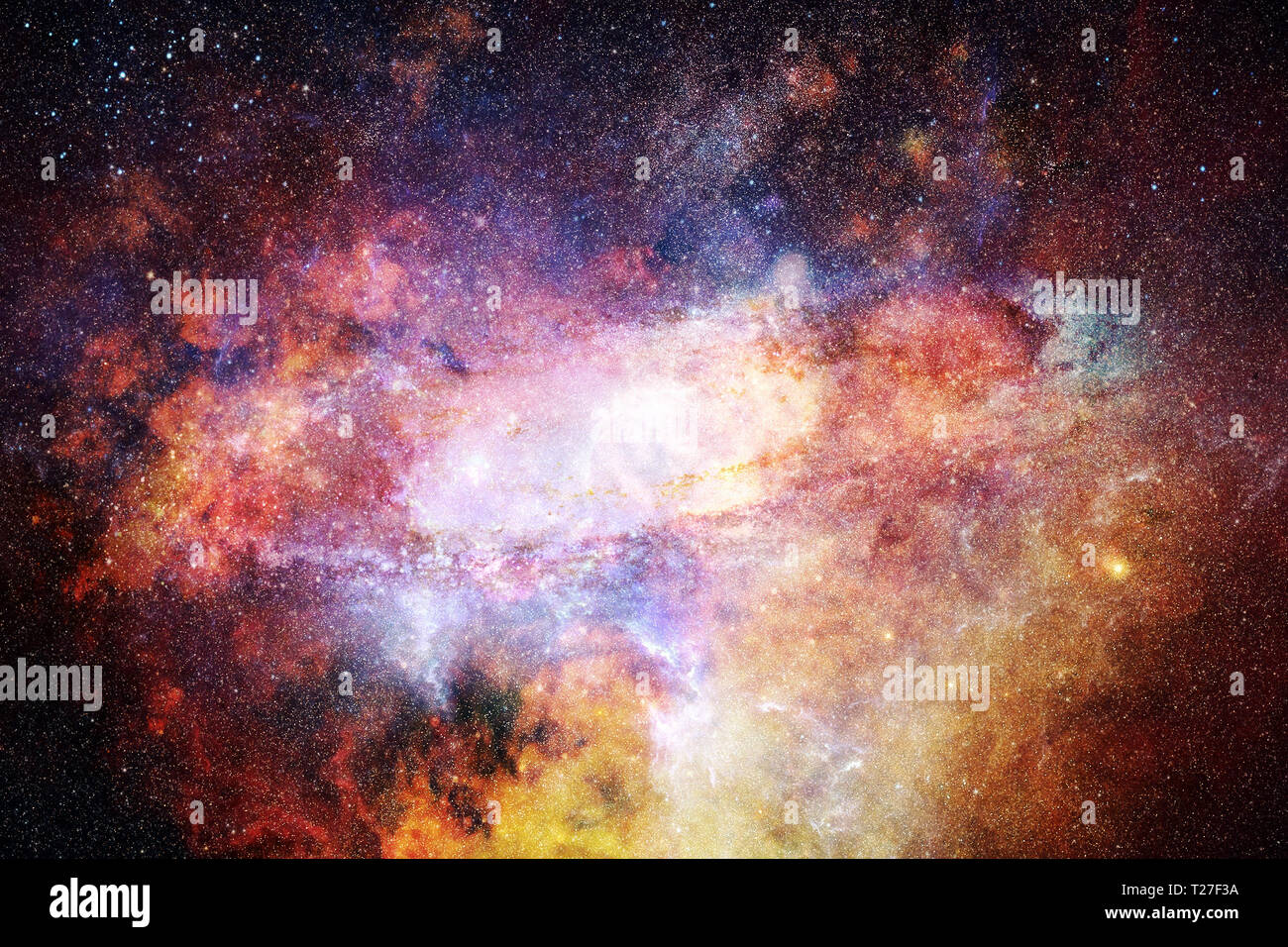 Abstract artistic colorful digital glowing galaxy in a space background ...