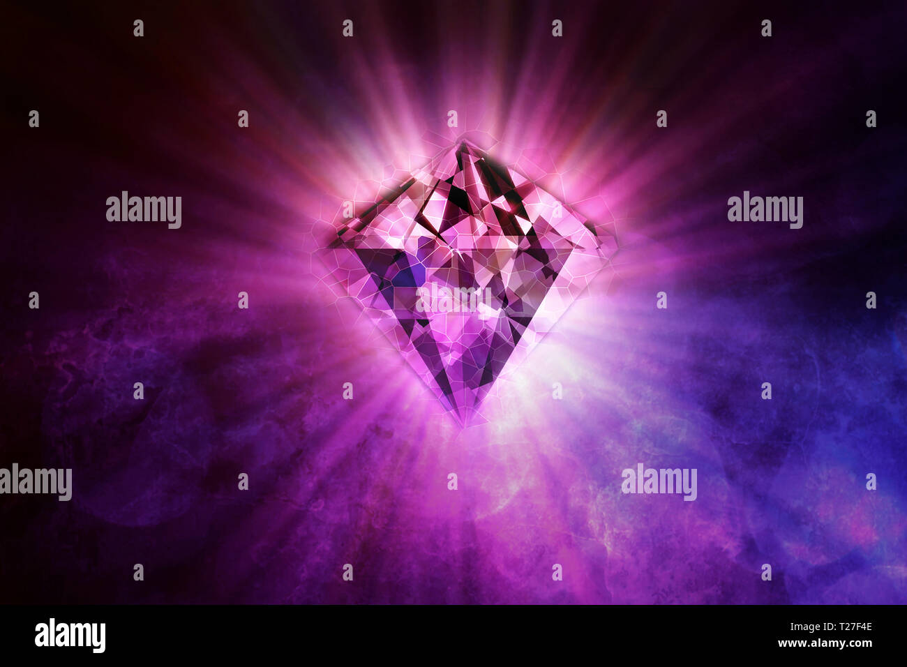 Artistic abstract big glowing diamond about to explode into outer space ...