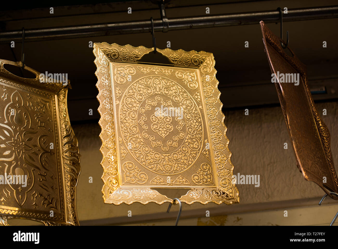 Turkish traditional Antique decorative handmade metallic tray Stock ...