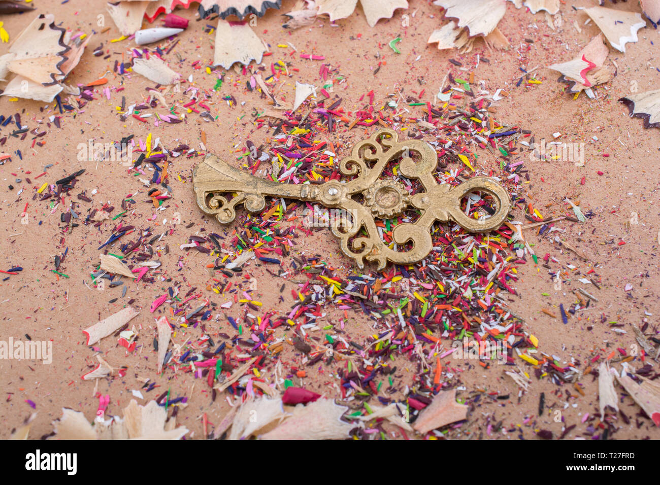 Retro styled golden color key in view Stock Photo - Alamy