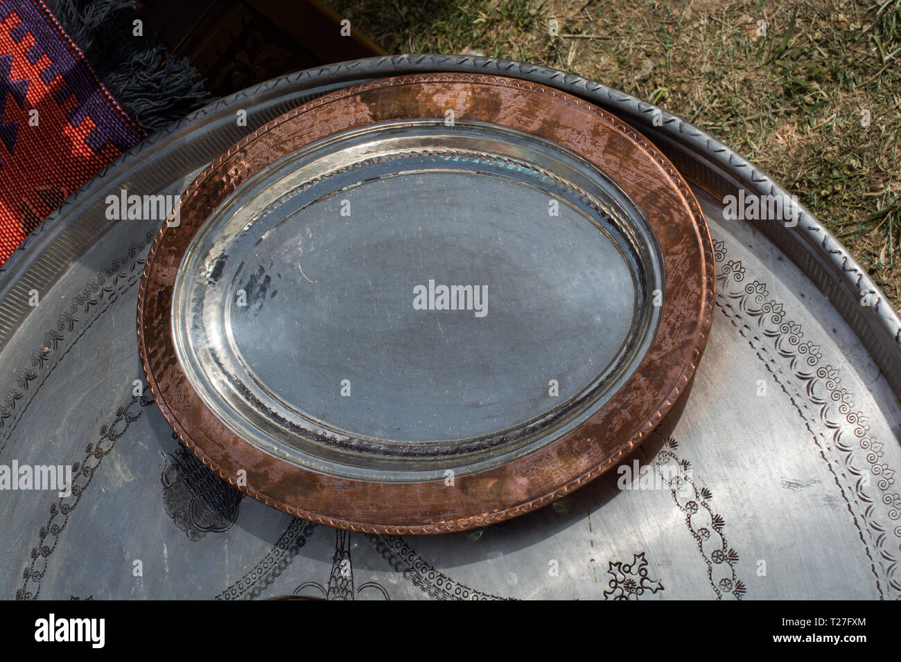 Taditional Turkish metal plates in the view Stock Photo - Alamy