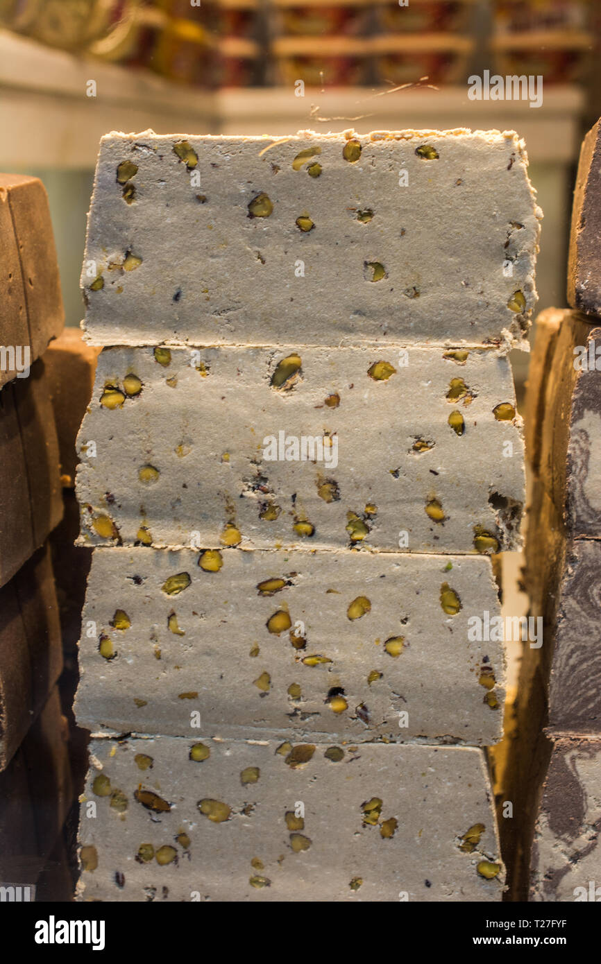 Traditional eastern Halvah a sweet confection made with tahini sesame ...