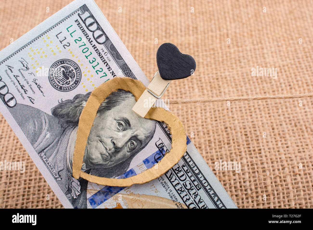 Close up of Benjamin Franklin face on 100 US dollar bill Stock Photo ...