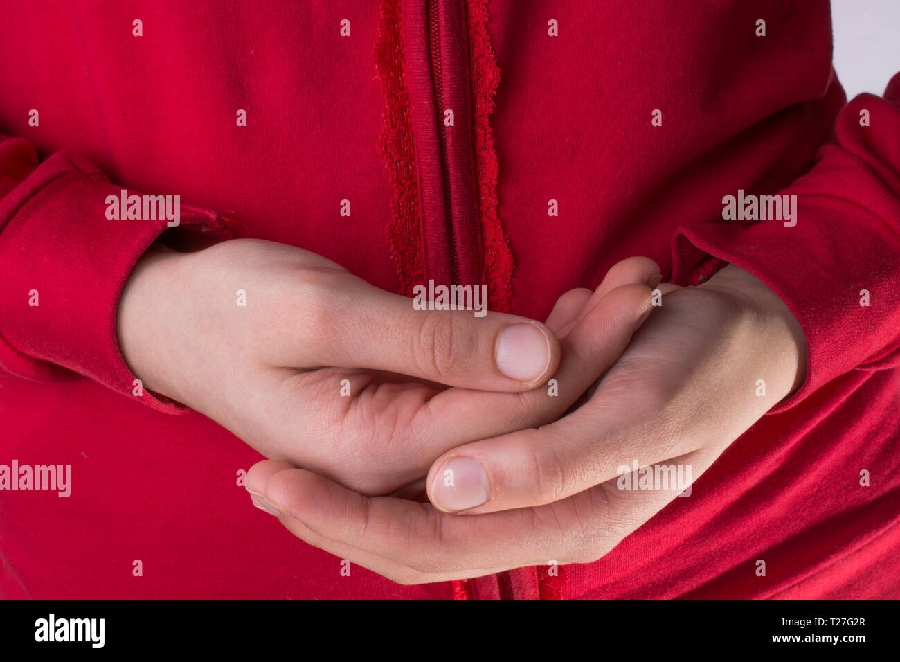 Hand making a gesture on a white background Stock Photo - Alamy