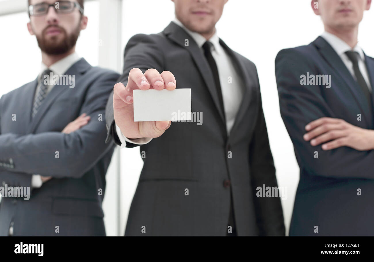 business team leader showing business card Stock Photo - Alamy
