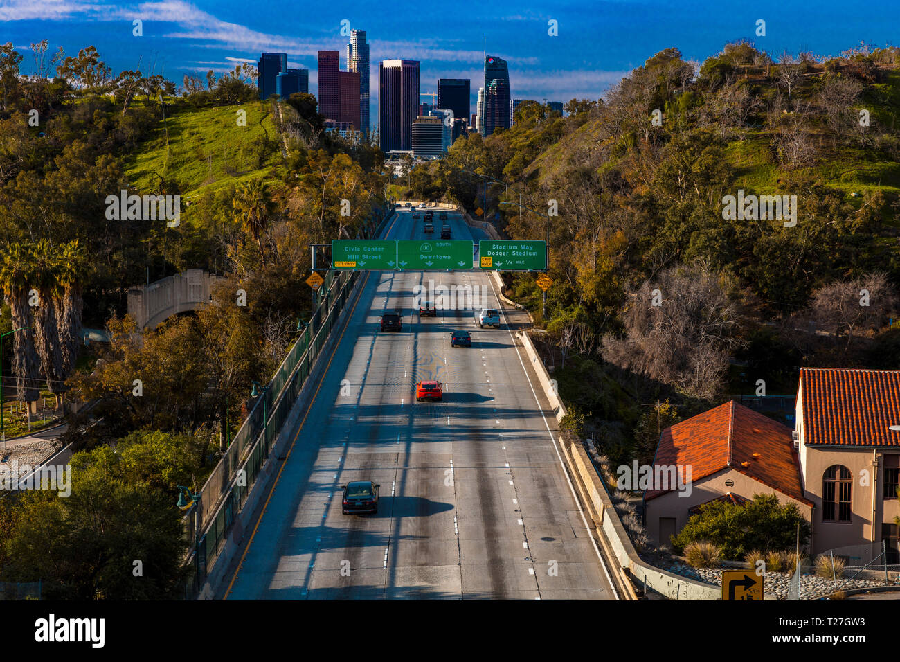 JANUARY 20, 2019, LOS ANGELES, CA, USA - Pasadena Freeway (Arroyo Seco ...
