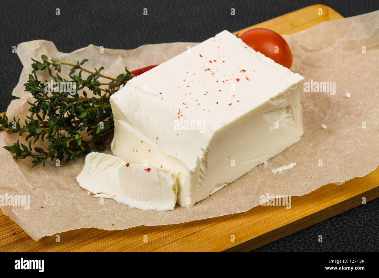 Traditional Feta Cheese served thyme Stock Photo - Alamy