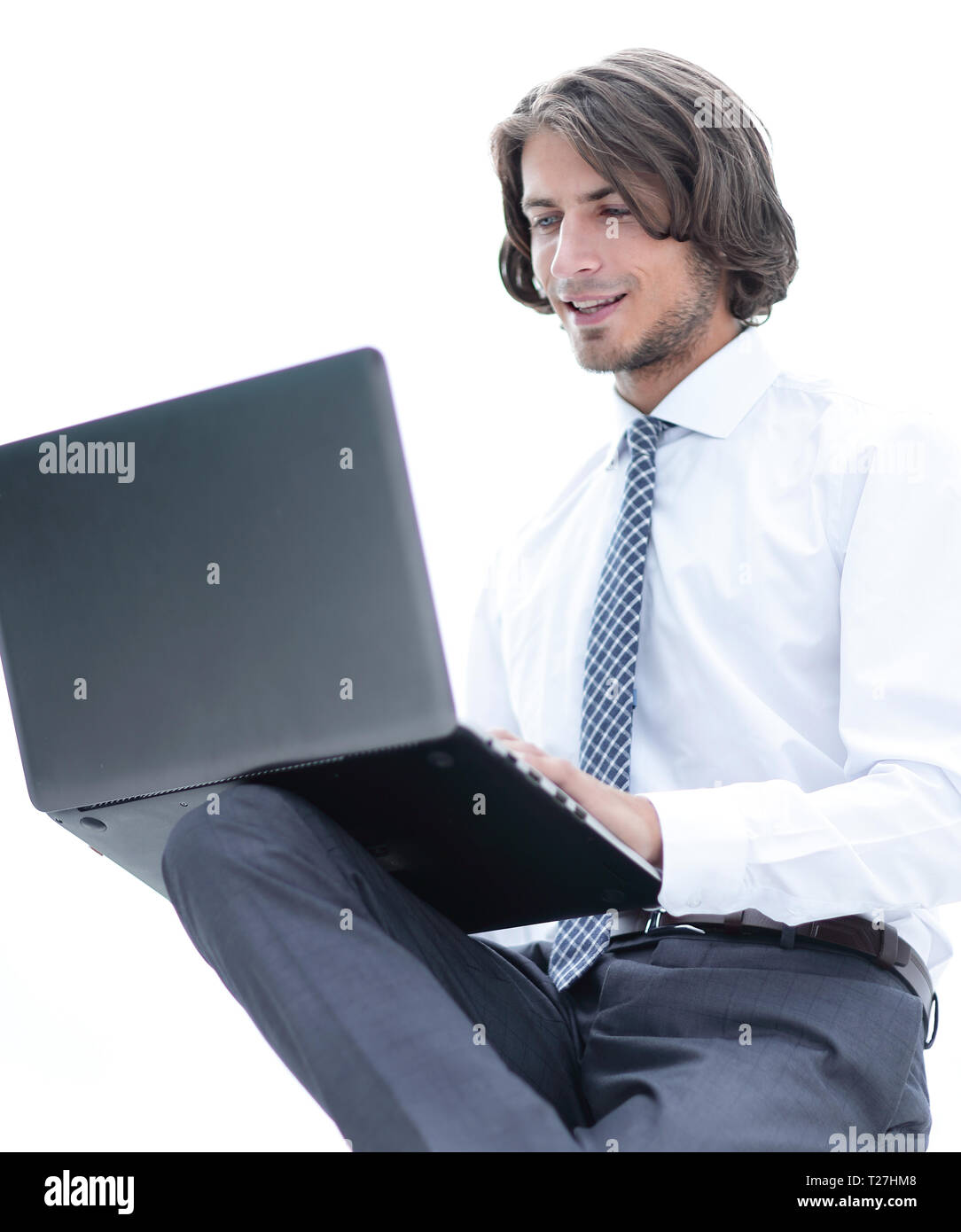 closeup.modern business men working with laptop Stock Photo - Alamy