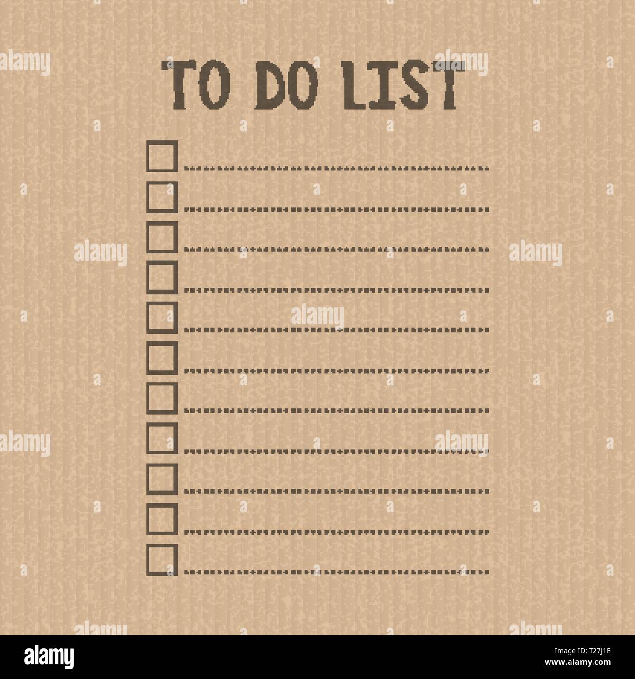 To do list. The design on the cardboard. Vector illustration. Empty ...